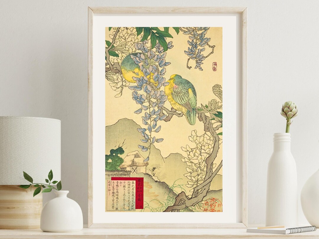 Wisteria & Mountain Pigeons – Japanese Kacho-ga Woodblock Print | Meiji ...
