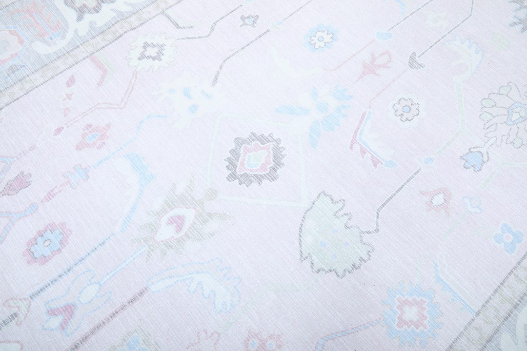 Vintage Oushak Rug, Muted Pink & Blue Floral, Oversize 9x12, Dining ...