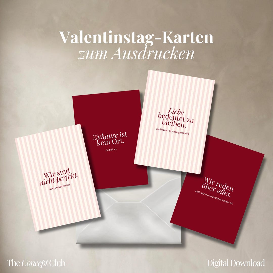 Set of 4 Valentine's Day Cards - Partner Gift - Anniversary Gift ...