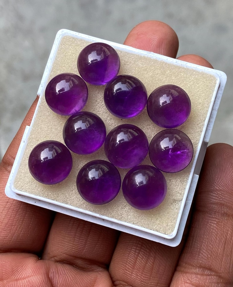 AAA+ Amethyst Cabochon: Round Flat Back Gemstone - Etsy UK