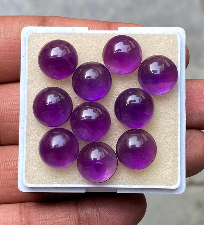 AAA+ Amethyst Cabochon: Round Flat Back Gemstone - Etsy UK