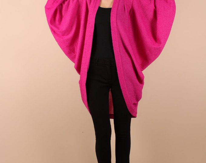 Vintage 80s // Huge Batwing Sleeve Jacket // Bright Fuchsia Pink ...
