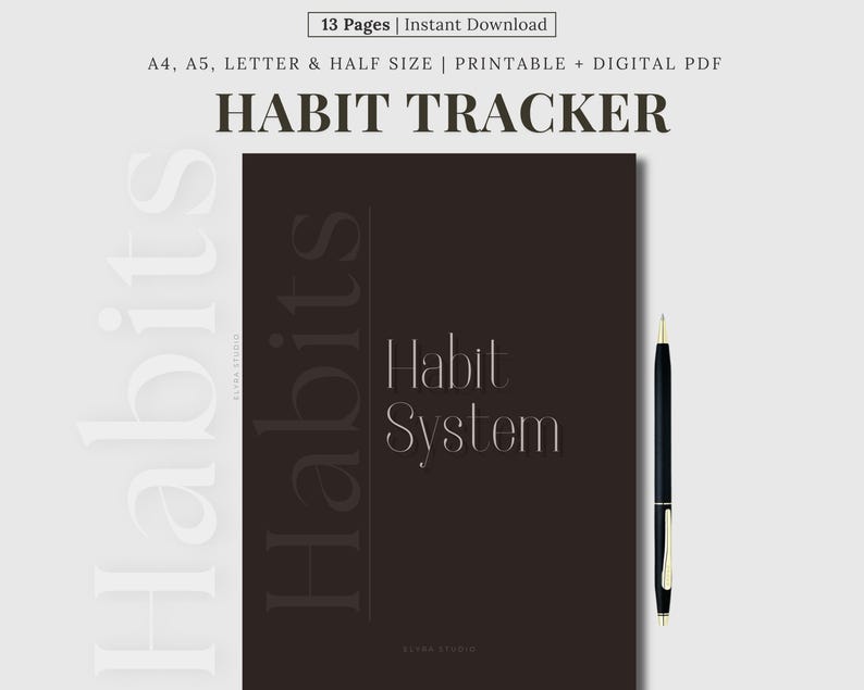 Habit Tracker Printable PDF | Daily & Monthly Habit Tracker | Habit ...