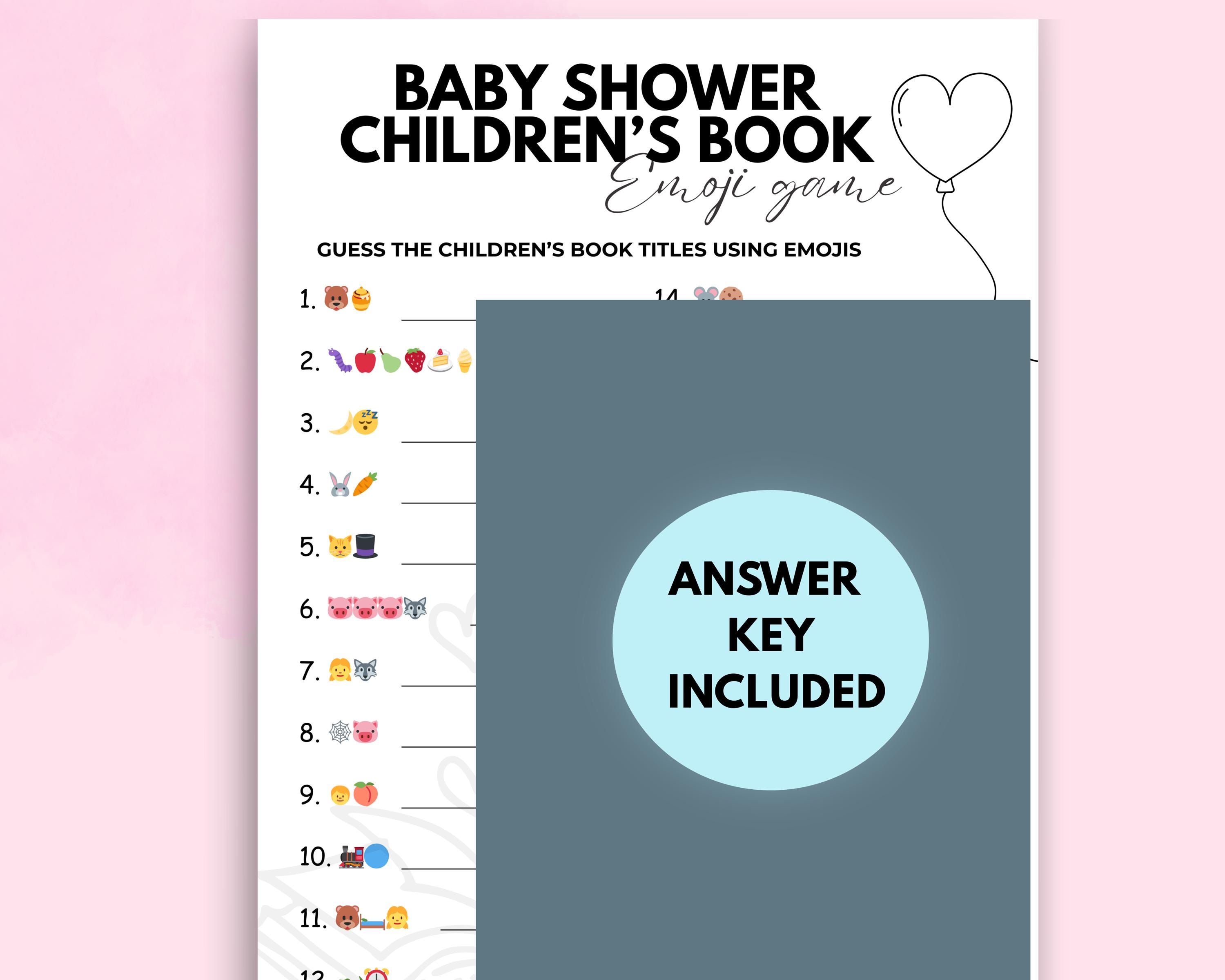 Children’s Book Emoji Game Printable, Baby Shower Emoji Pictionary ...