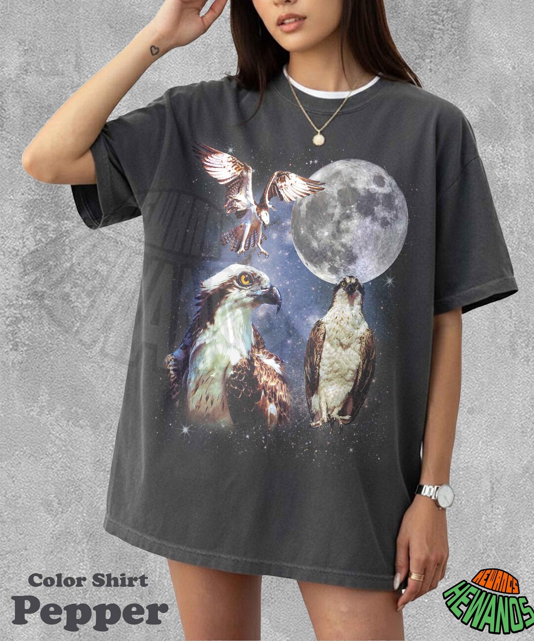 Three Osprey Retro Graphic T-shirts, Vintage Osprey Moon Tshirt, Osprey ...