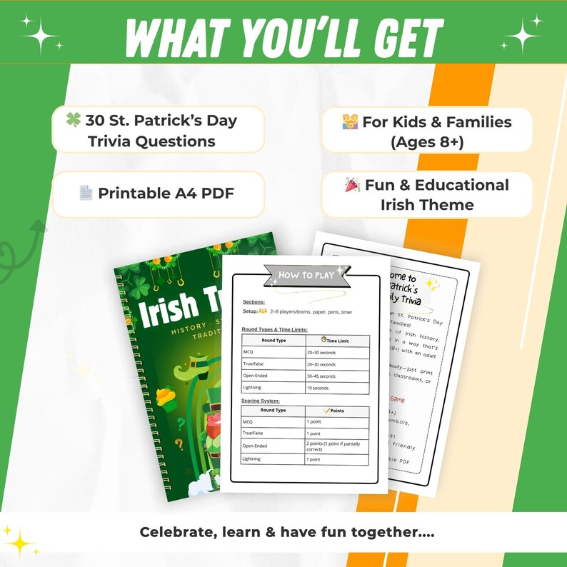 St Patricks Day Game – Printable Trivia for Family 8+, Irish Party Quiz ...