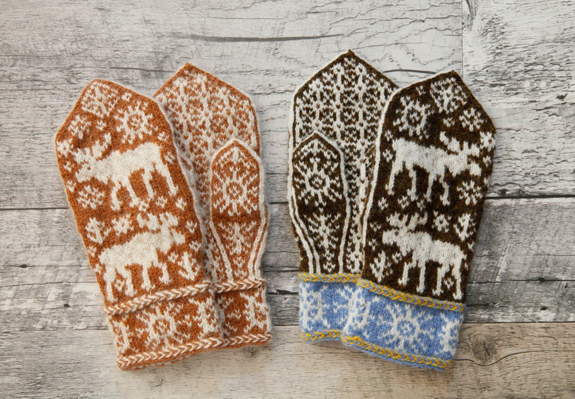 Magical Moose Mittens Knitting Pattern for Women, Stranded Colorwork ...