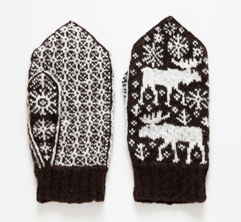 Marvellous Moose Mittens Knitting Pattern for Men - Instant Digital ...