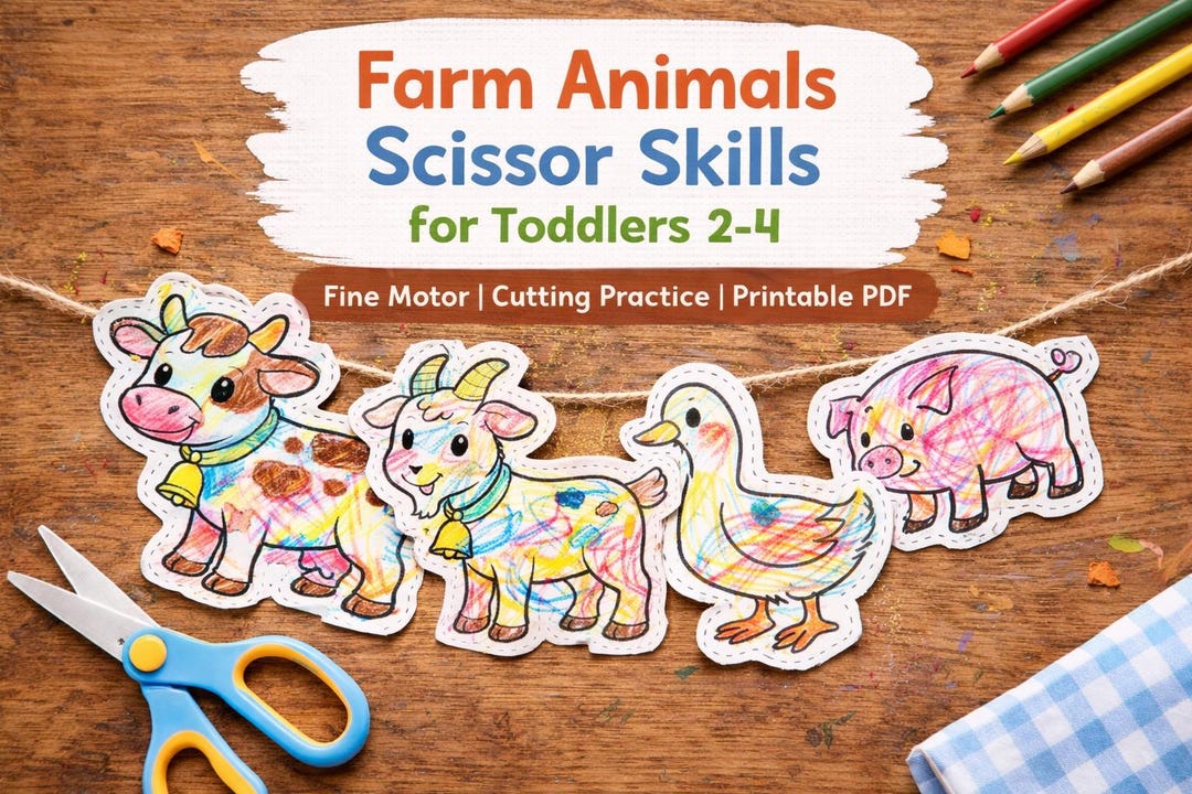 Farm Animals Coloring Scissor Skills for Toddlers 2–4 | Cutting ...