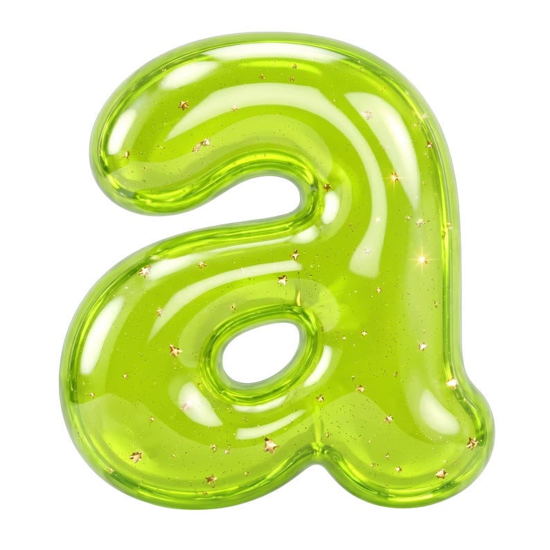 Glitter Glossy Gummy Lime Alphabet Clipart, Kawaii Jelly Letters ...