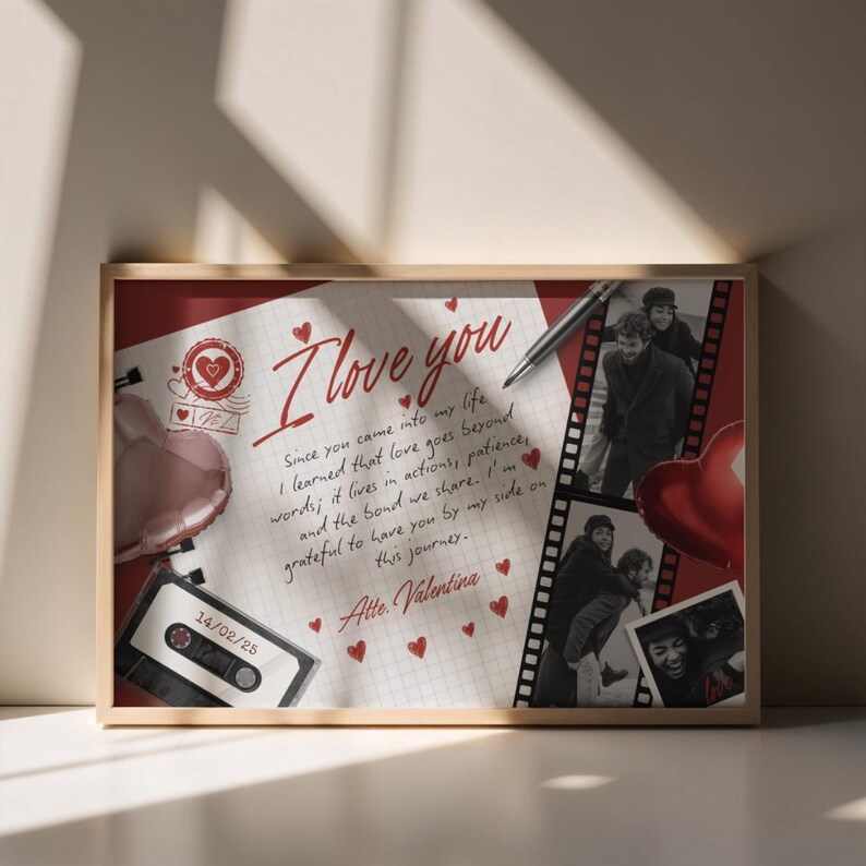 Carta De Amor Personalizada San Valentín, Cuadro Con Fotos Film Strip ...