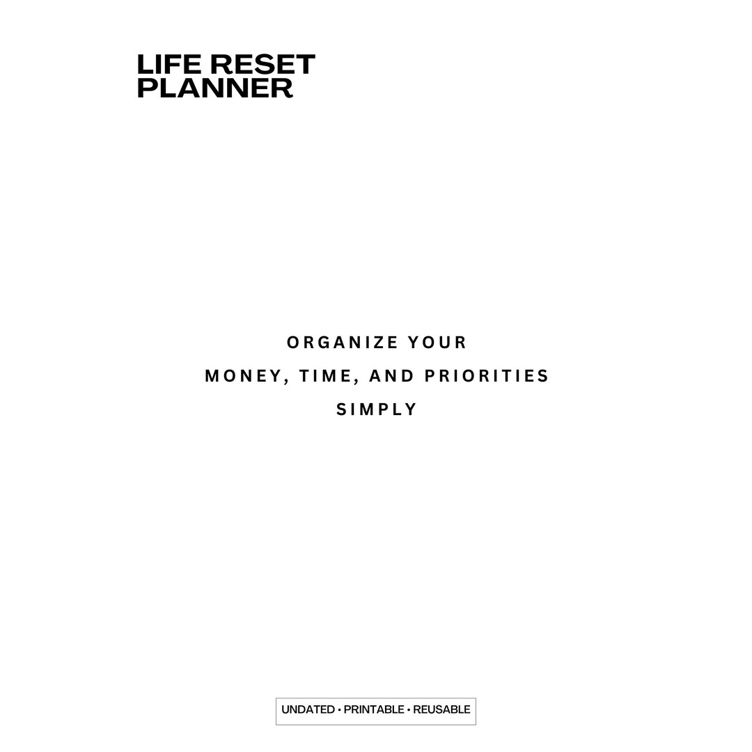 Life Reset Planner Printable | Undated Minimalist Planner for ...