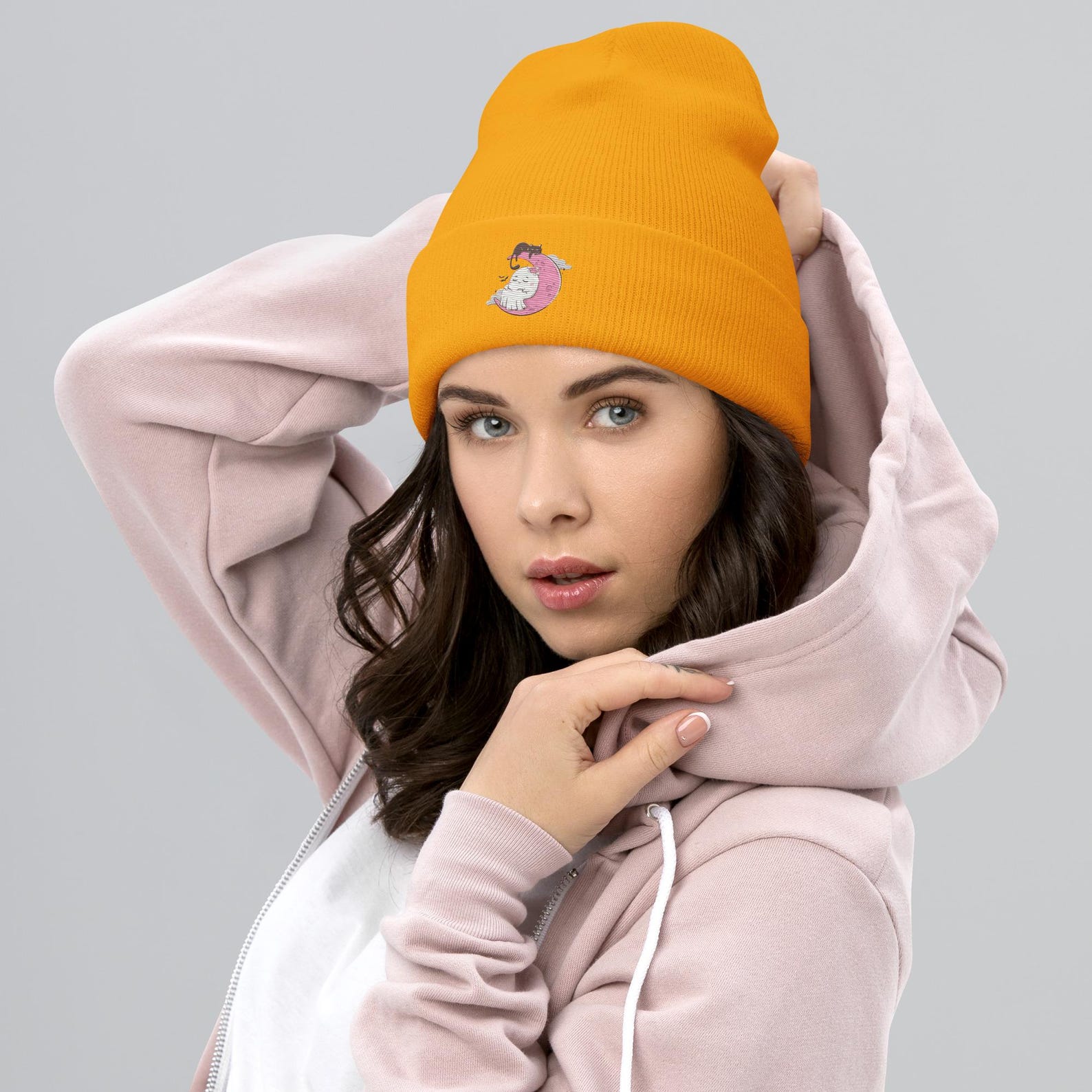 Sleeping Cat Moon Beanie – Kawaii Knit Hat - Etsy