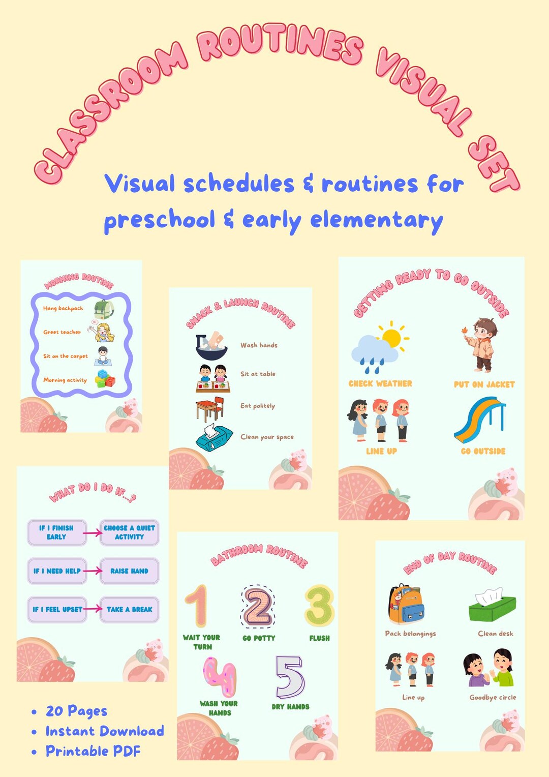 Classroom Routines Visuals | Daily Schedule & Transition Cards ...