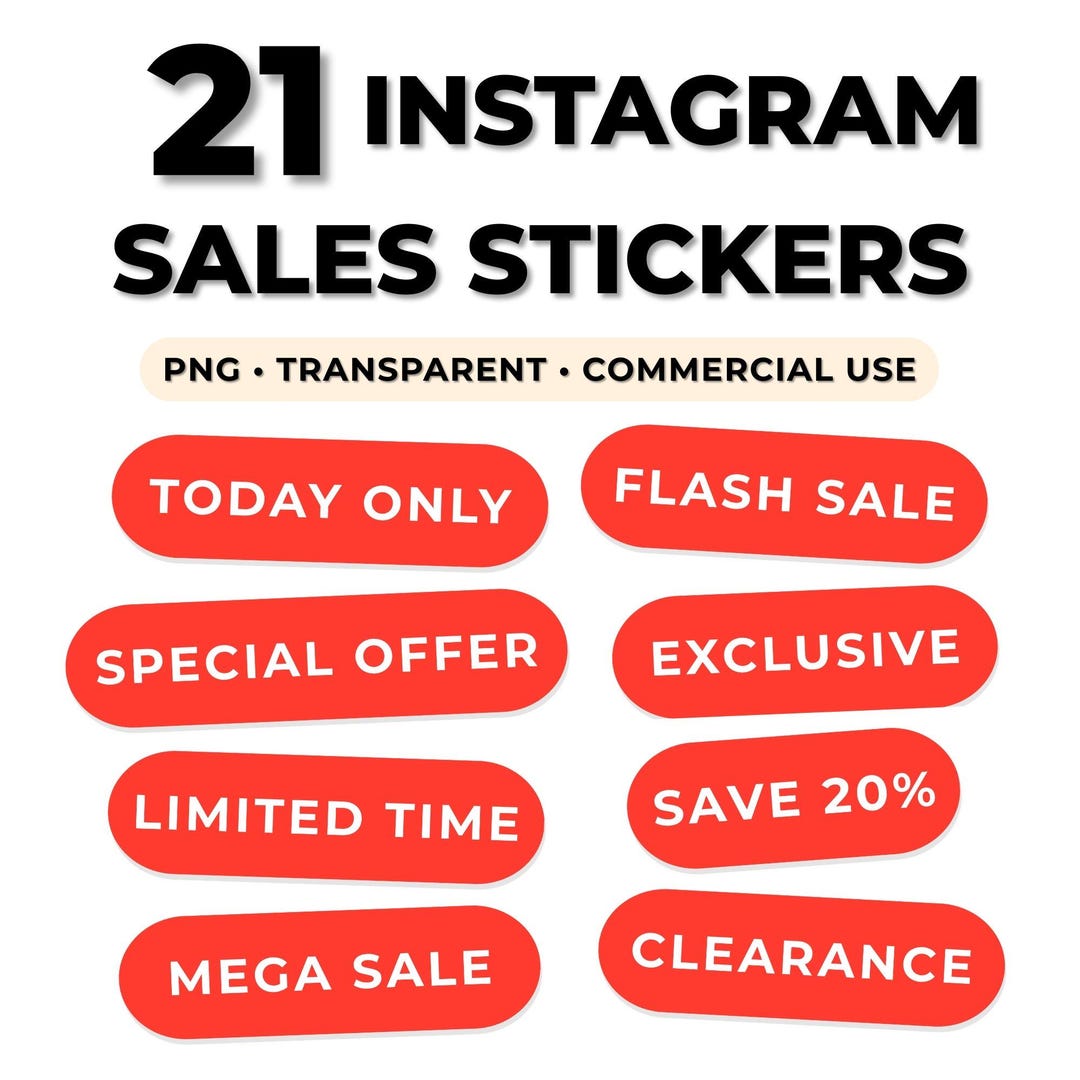 Instagram Sale Stickers PNG Bundle | Sale & Discount Badges Clipart ...