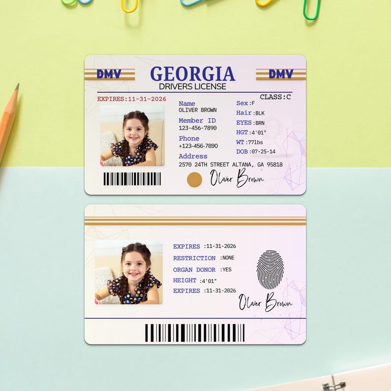 Editable Kids Driver License Template, Pretend Play USA License ...