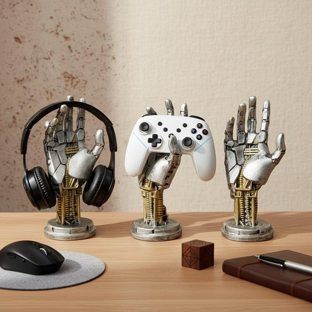 Mechanical Robot Hand Statue | Game Controller Desktop Stand ...