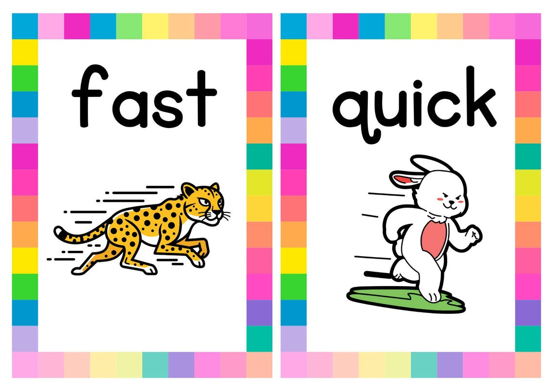 Synonyms Flashcards for Kids | English Vocabulary Cards | Printable ...