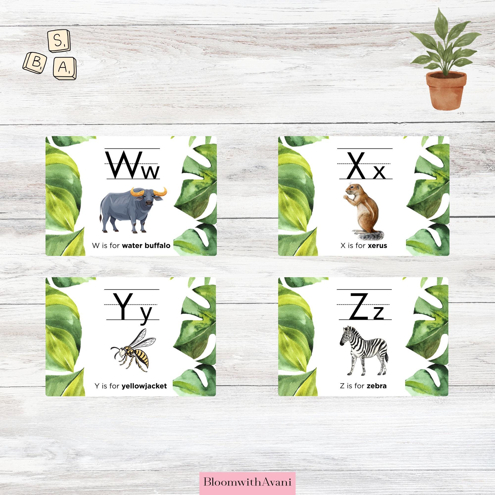 Jungle Animals Alphabet Poster | Watercolor ABC Nursery Decor (digital ...