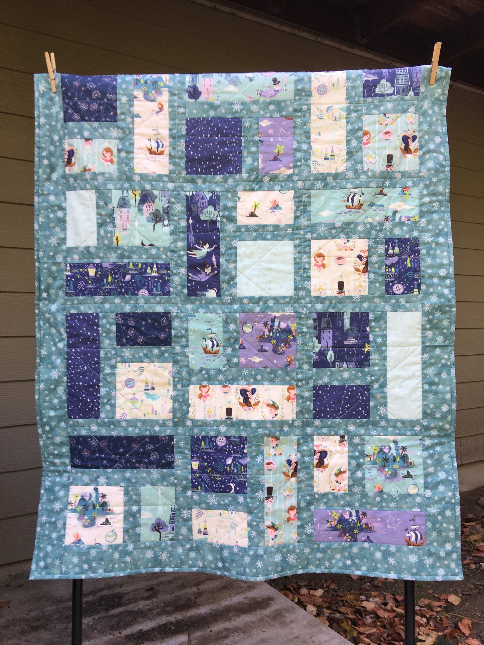 Neverland Quilt Teal Baby Quilt Peter Pan Quilt Child's - Etsy