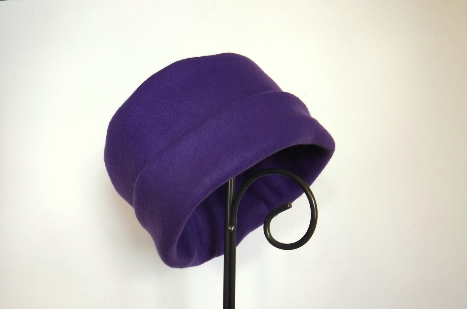 Purple Fleece Hat, Purple Roll Brim Hat, Fleece Hat, Winter Hat, Soft ...