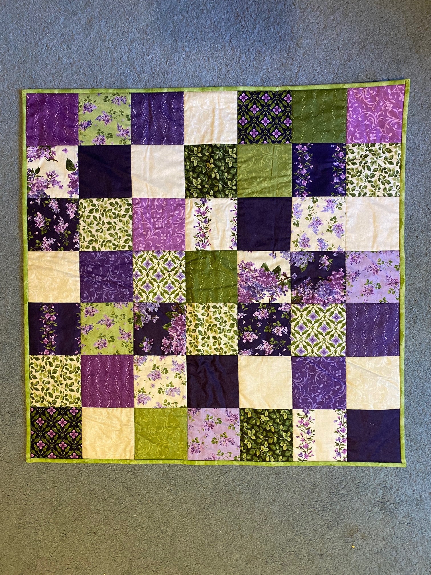 Purple Floral Quilt, Purple and Green Quilt, Patchwork Quilt - Etsy