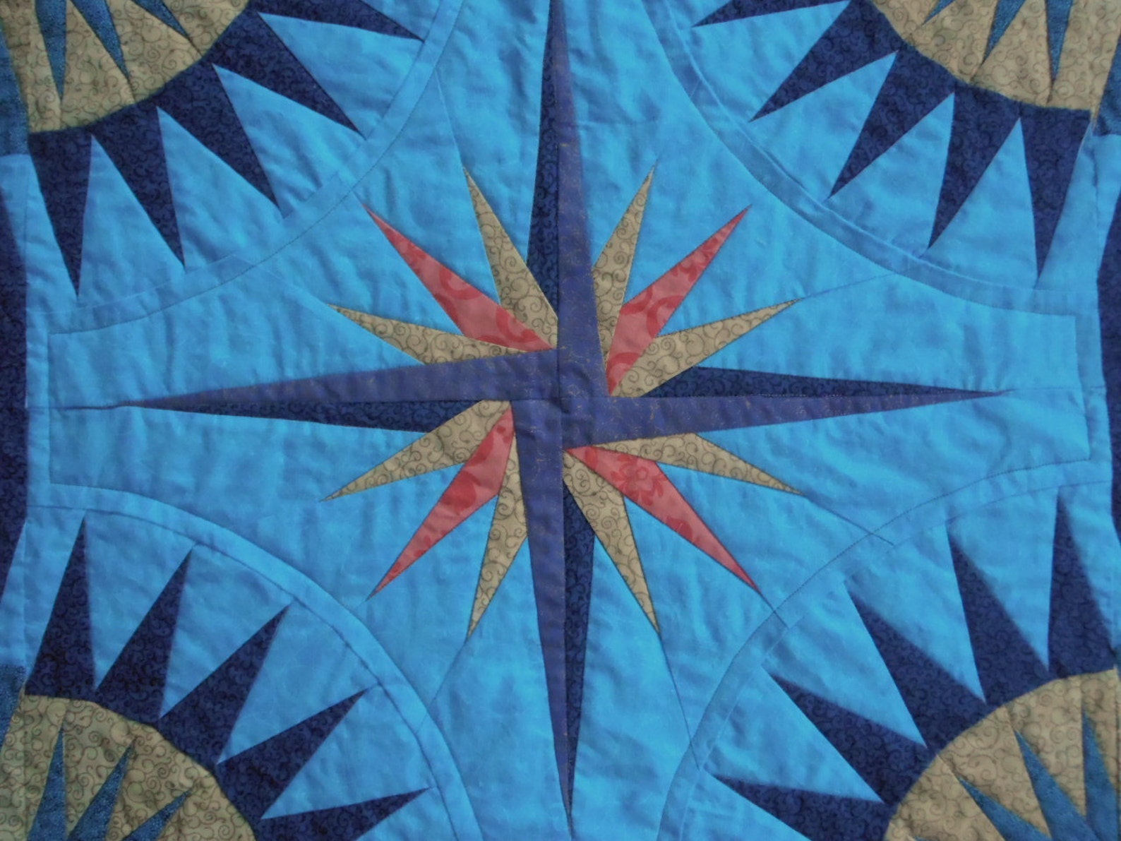 Golden Harvest Quilt, Blue and Purple Quilt, Paper Pieced Quilt, Blue ...