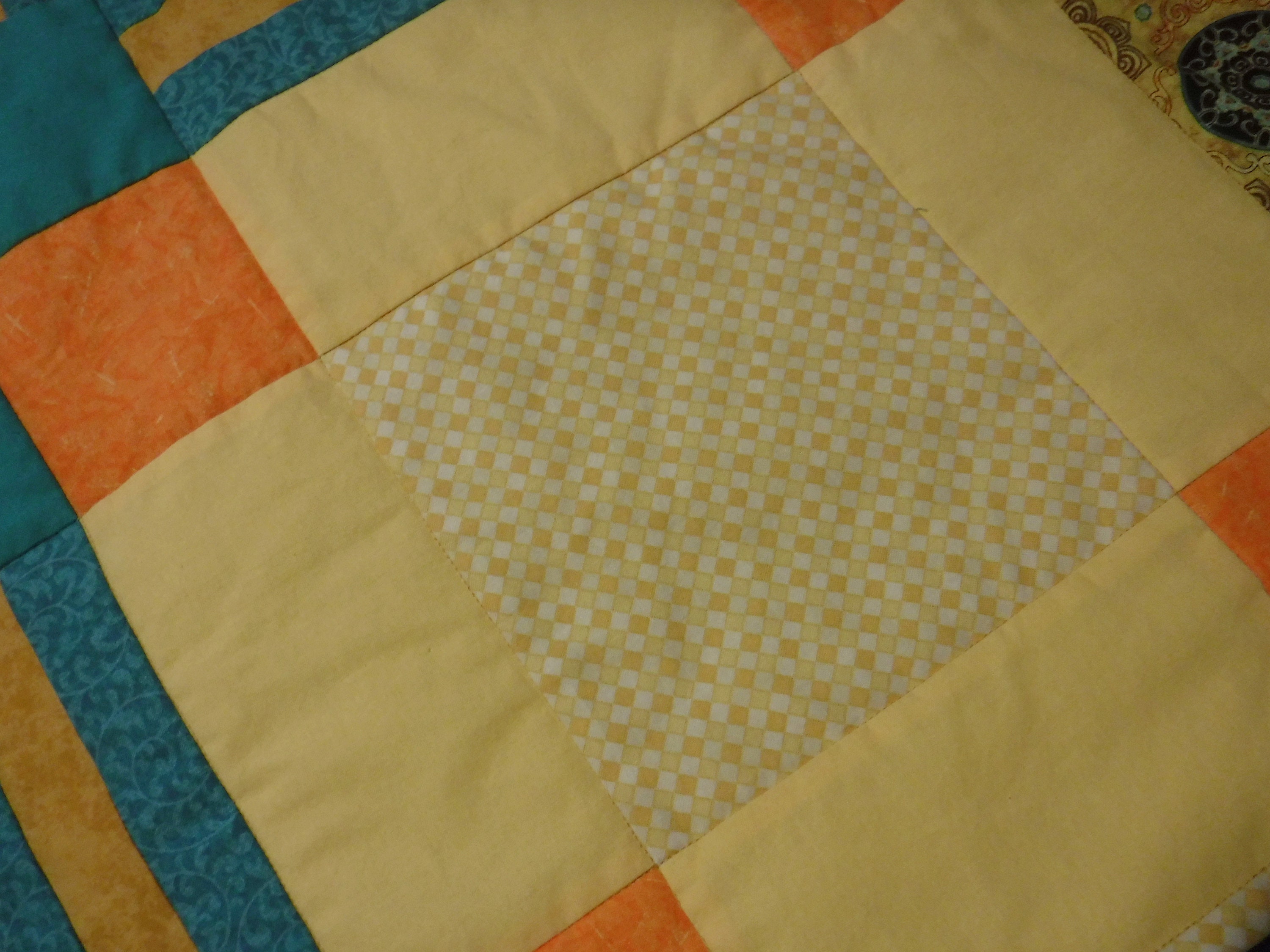 Medallion Quilt Gold and Teal Quilt Yellow and Orange Quilt - Etsy