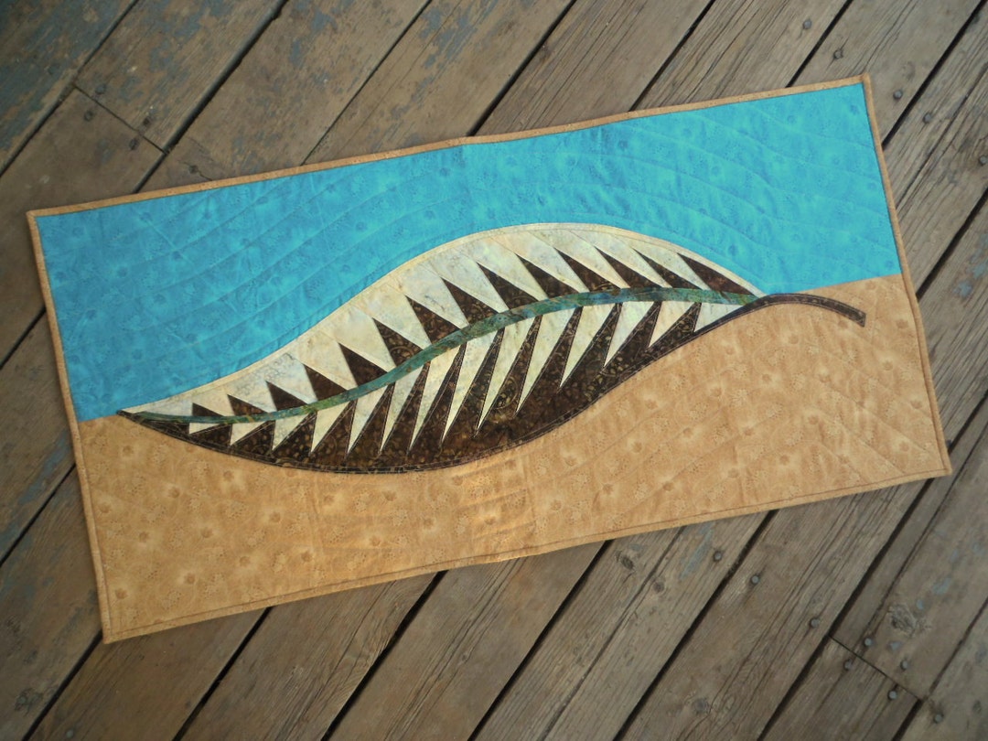 Leaf Table Runner, Quilted Leaf Table Runner, One Leaf Series Table Runner, Batik Table Runner ...