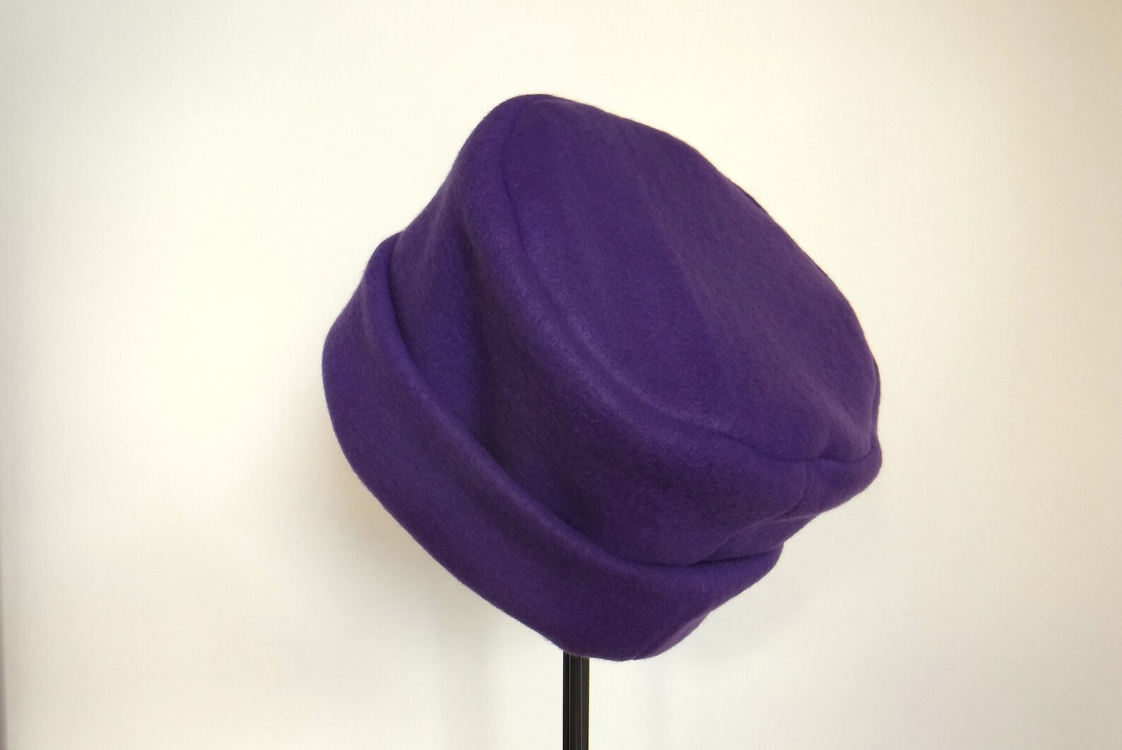 Purple Fleece Hat, Purple Roll Brim Hat, Fleece Hat, Winter Hat, Soft ...