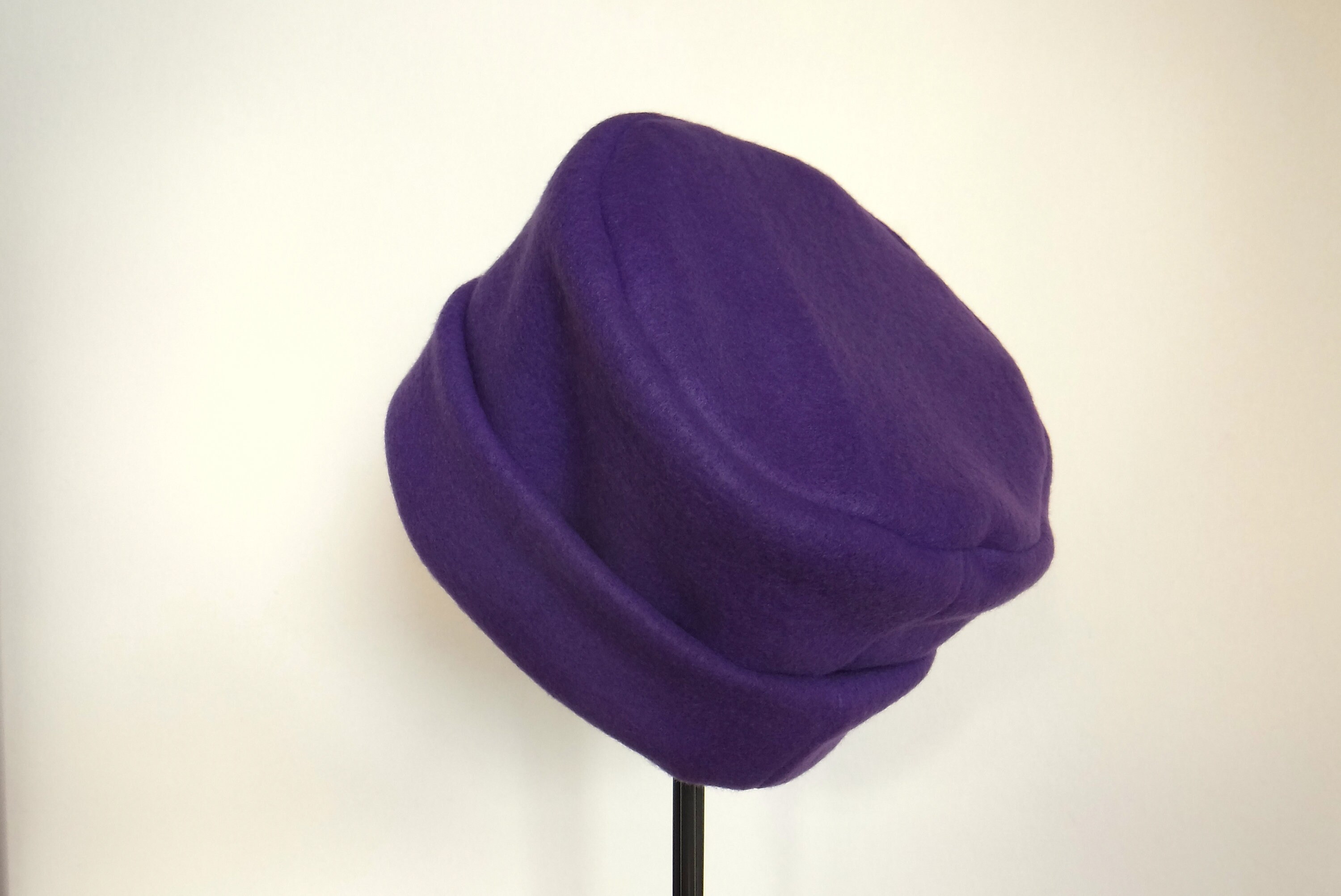 Purple Fleece Hat, Purple Roll Brim Hat, Fleece Hat, Winter Hat, Soft ...