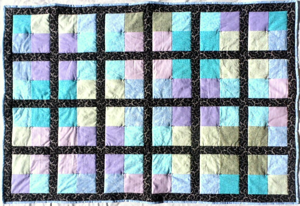 Watercolor Quilt, Pastel Quilt, Black Quilt, Watercolor Windows Quilt ...