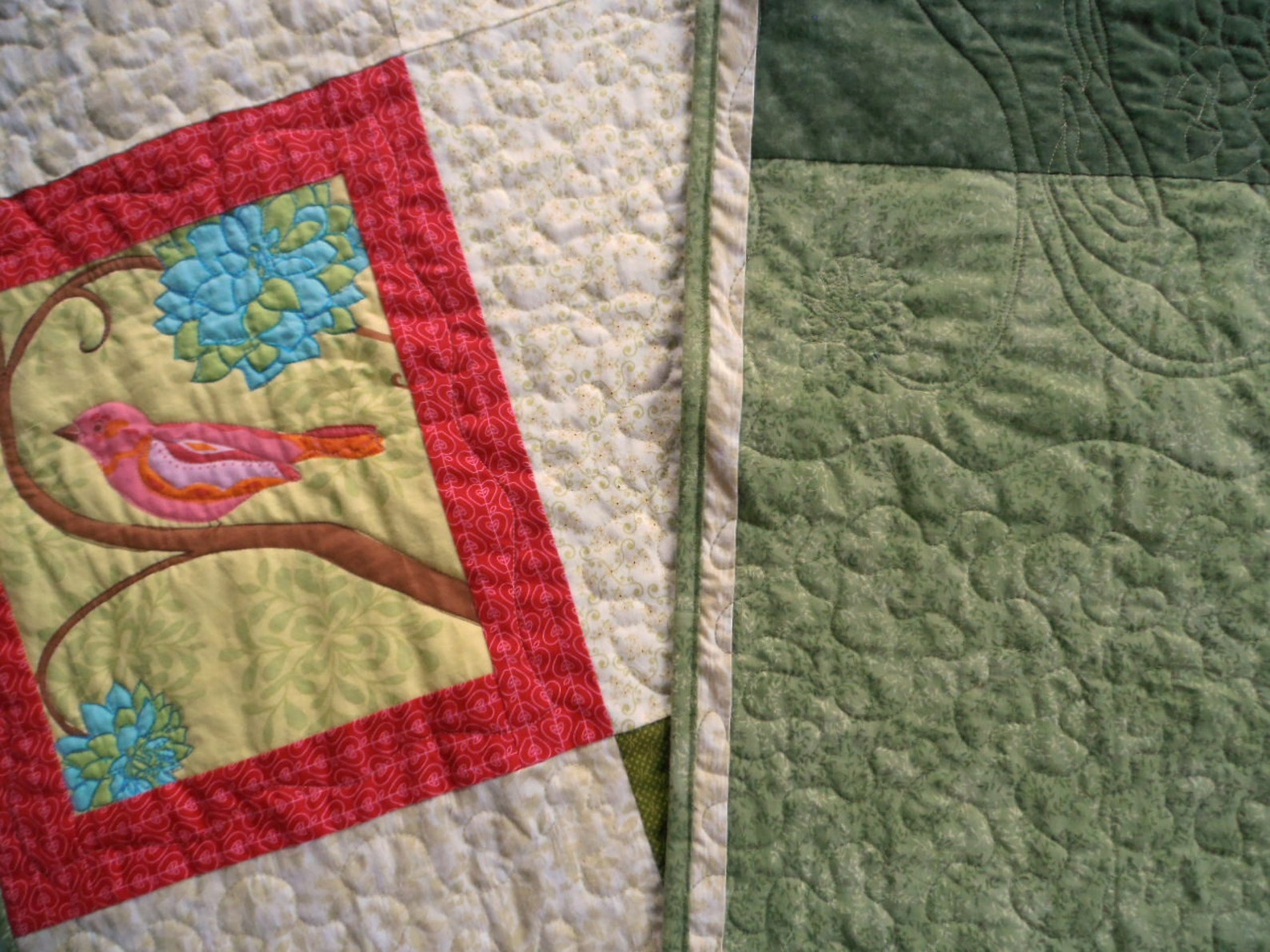 Springtime Bird Quilt, Bird Panel Quilt, Colorful Bird Quilt, Bird and ...