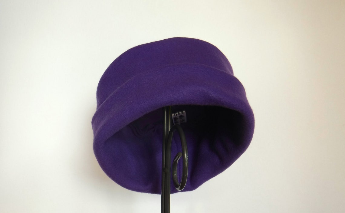 Purple Fleece Hat, Purple Roll Brim Hat, Fleece Hat, Winter Hat, Soft ...