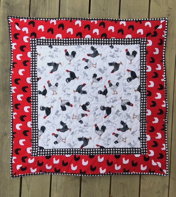 Chicken Table Topper Rooster Table Topper Chicken Quilt Red - Etsy