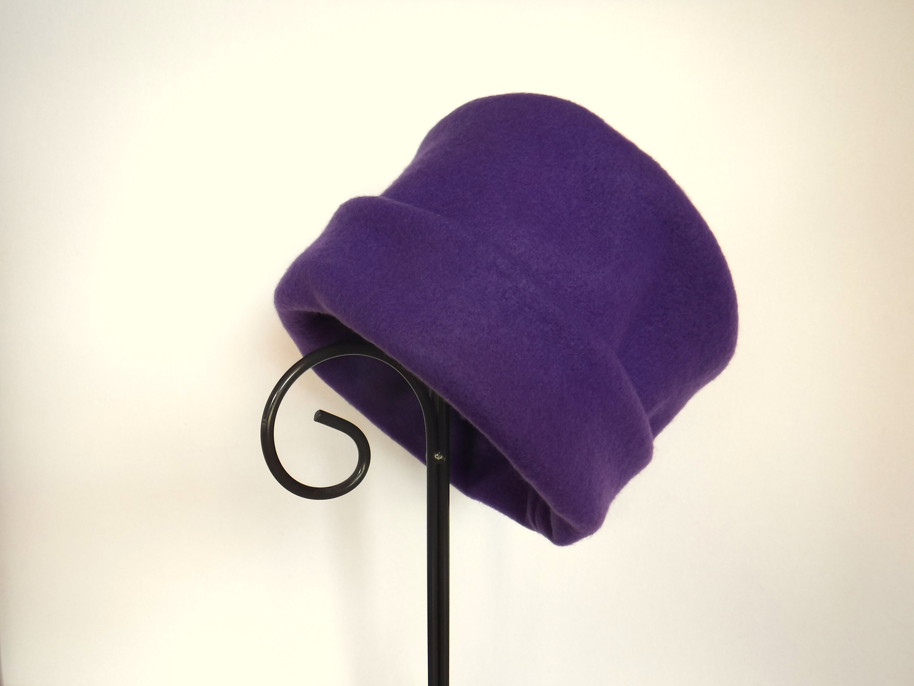 Purple Fleece Hat, Purple Roll Brim Hat, Fleece Hat, Winter Hat, Soft ...