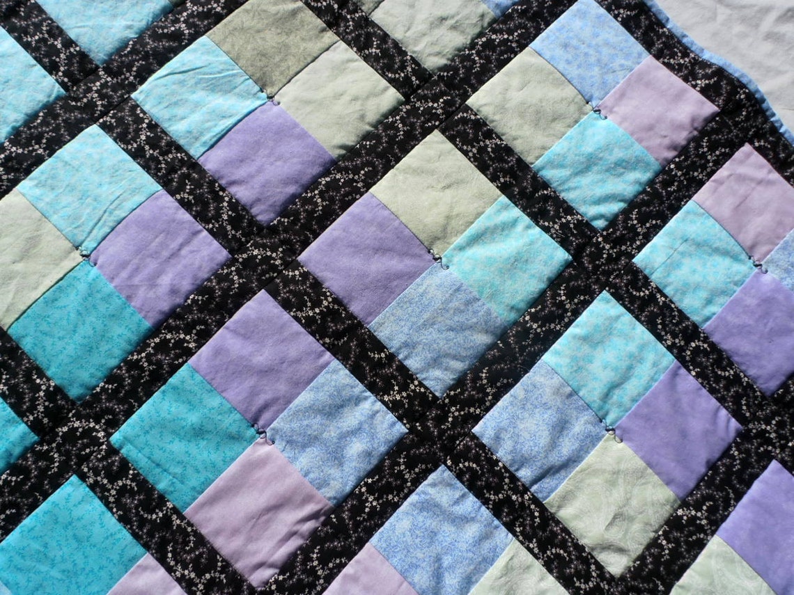 Watercolor Quilt, Pastel Quilt, Black Quilt, Watercolor Windows Quilt ...