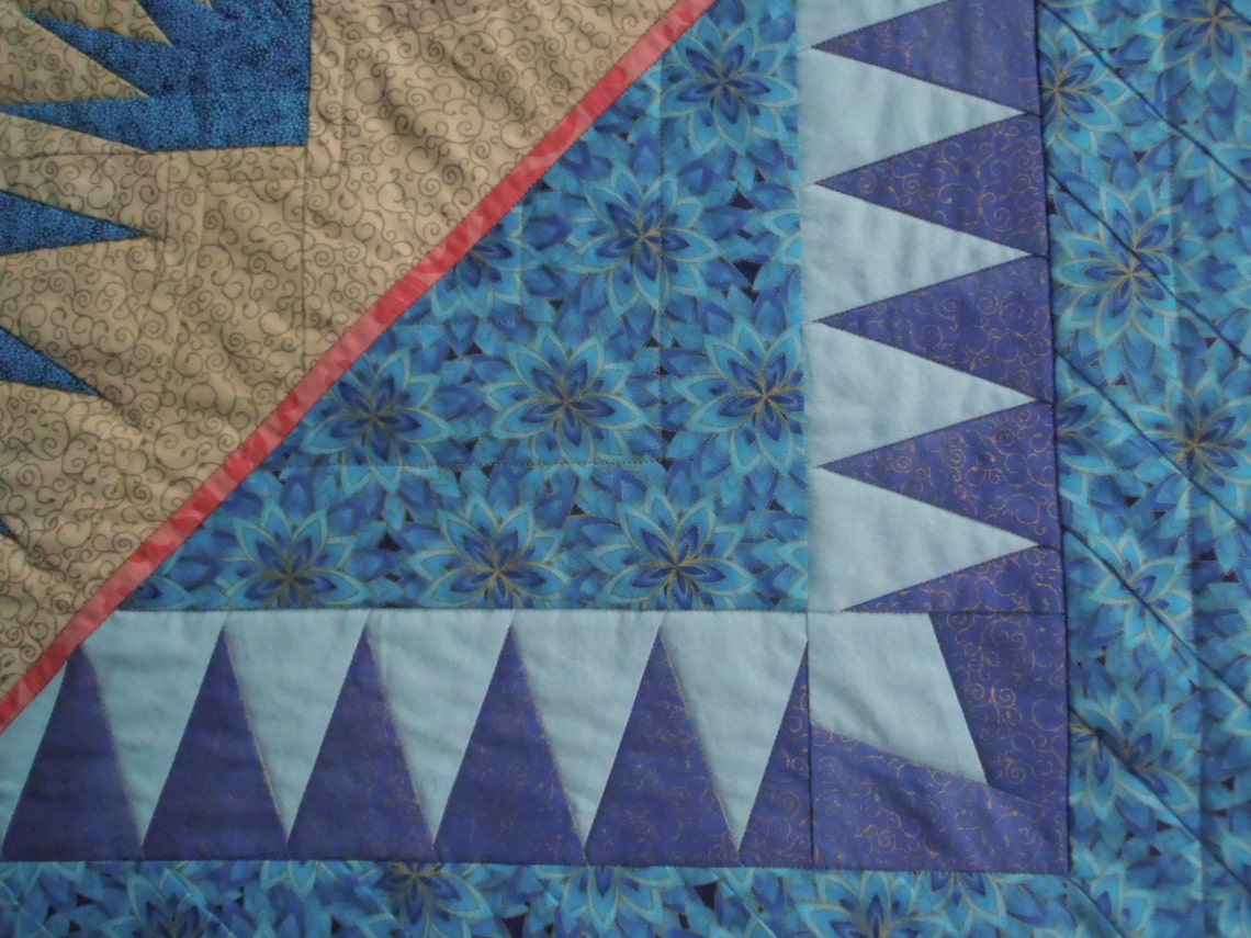 Golden Harvest Quilt, Blue and Purple Quilt, Paper Pieced Quilt, Blue ...