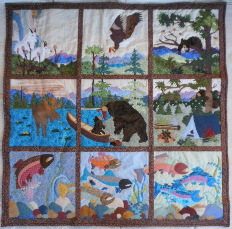 Applique Art Quilt, Alaska Wildlife Wall Hanging, Mckenna Ryan Design ...