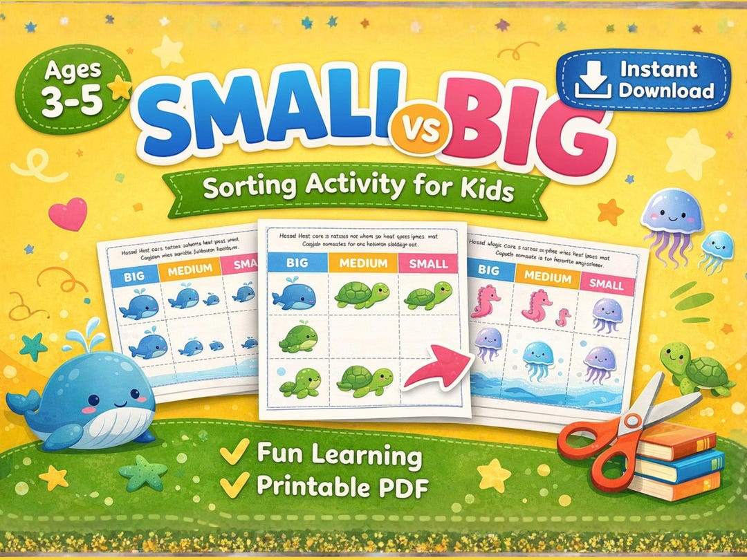 Preschool Size Sorting Activity | Big Medium Small Learning Printable ...