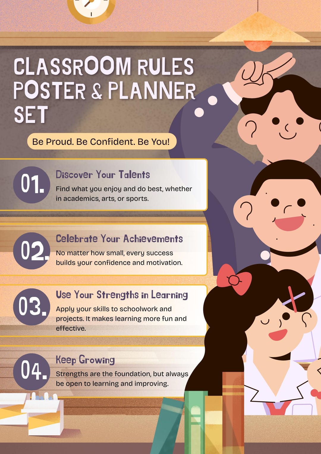 Classroom Rules Poster & Planner Set | Boho Classroom Decor | Back to ...