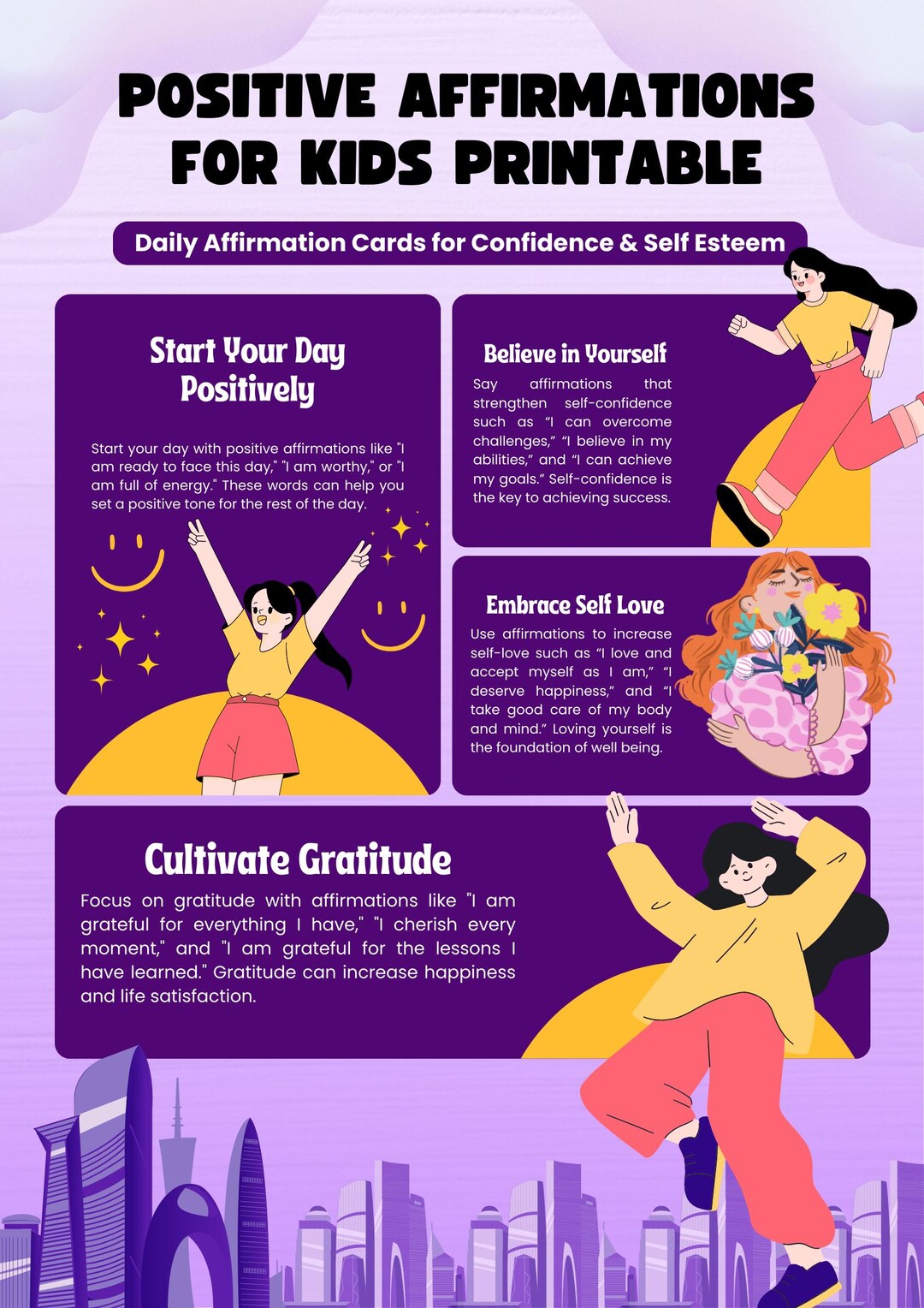 Kids Affirmation Cards | Printable Positive Self-esteem Quotes (digital ...