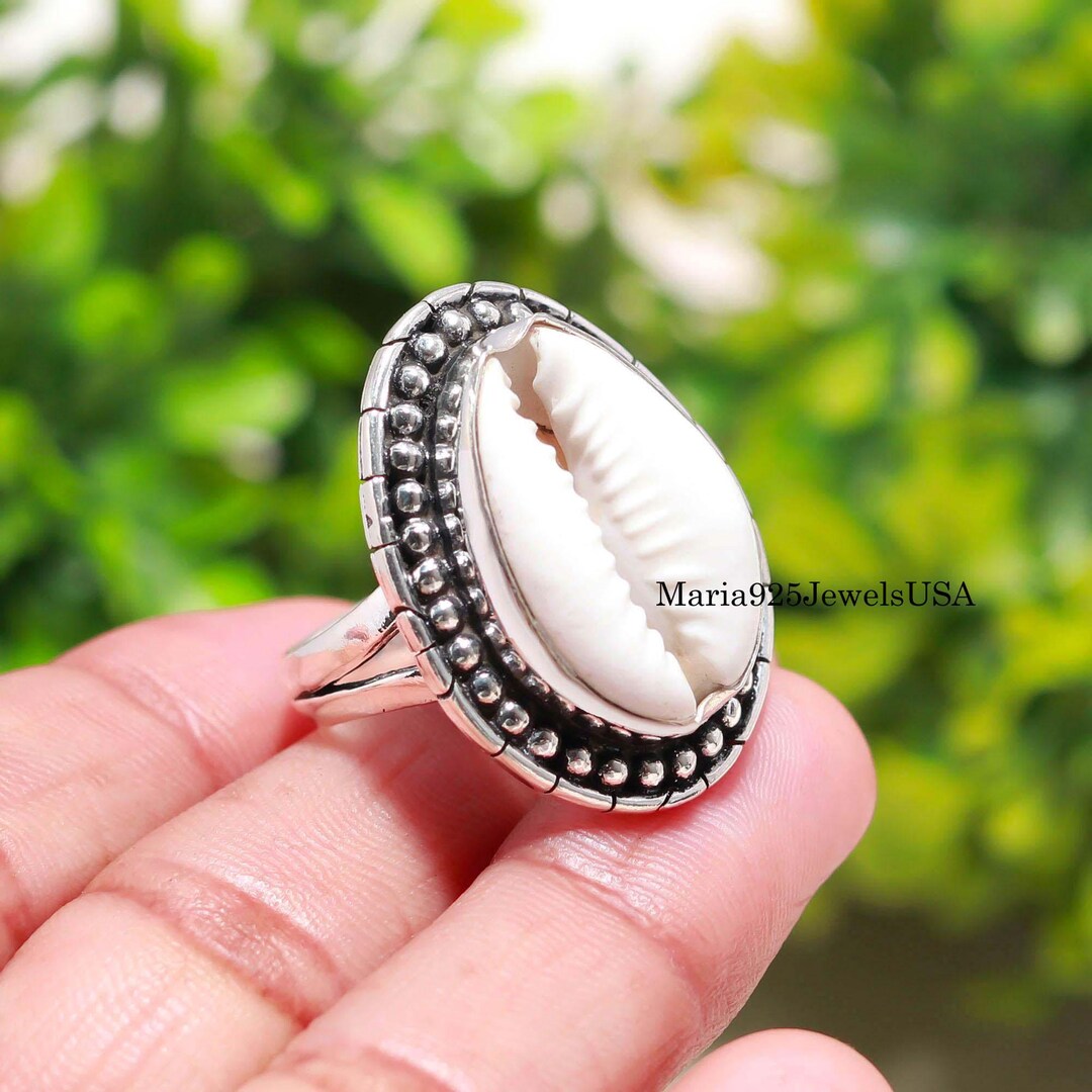 Handmade Sterling Silver Cowrie Shell Ring | Women's Coastal Jewelry - Etsy