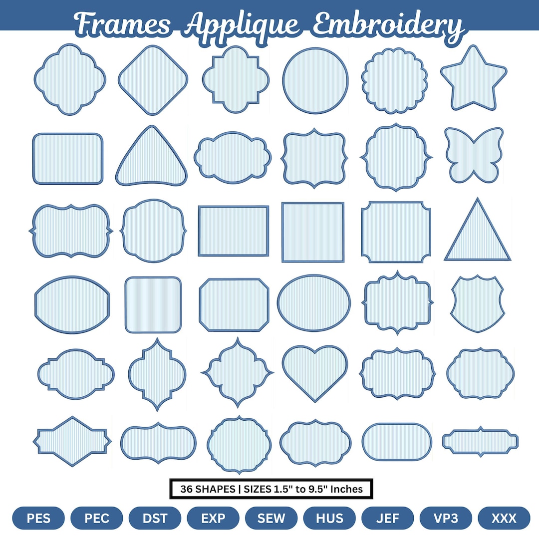 Frame Applique Design Set, Shape Appliques Embroidery, Monogram Border ...