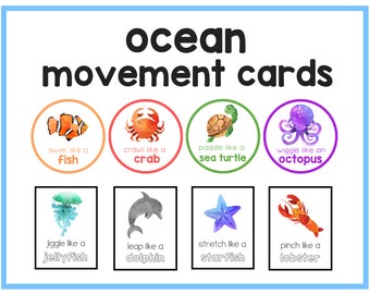 OCEAN MOVEMENT Action Cards Fun Games Preschool Toddler Children Games ...