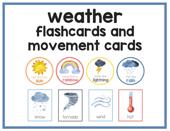 Weather Flashcards and Movement Cards | Etsy