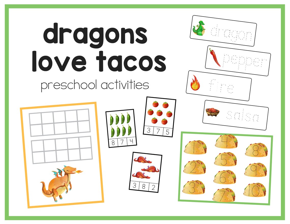 Dragons Love Tacos Preschool Activities - Etsy