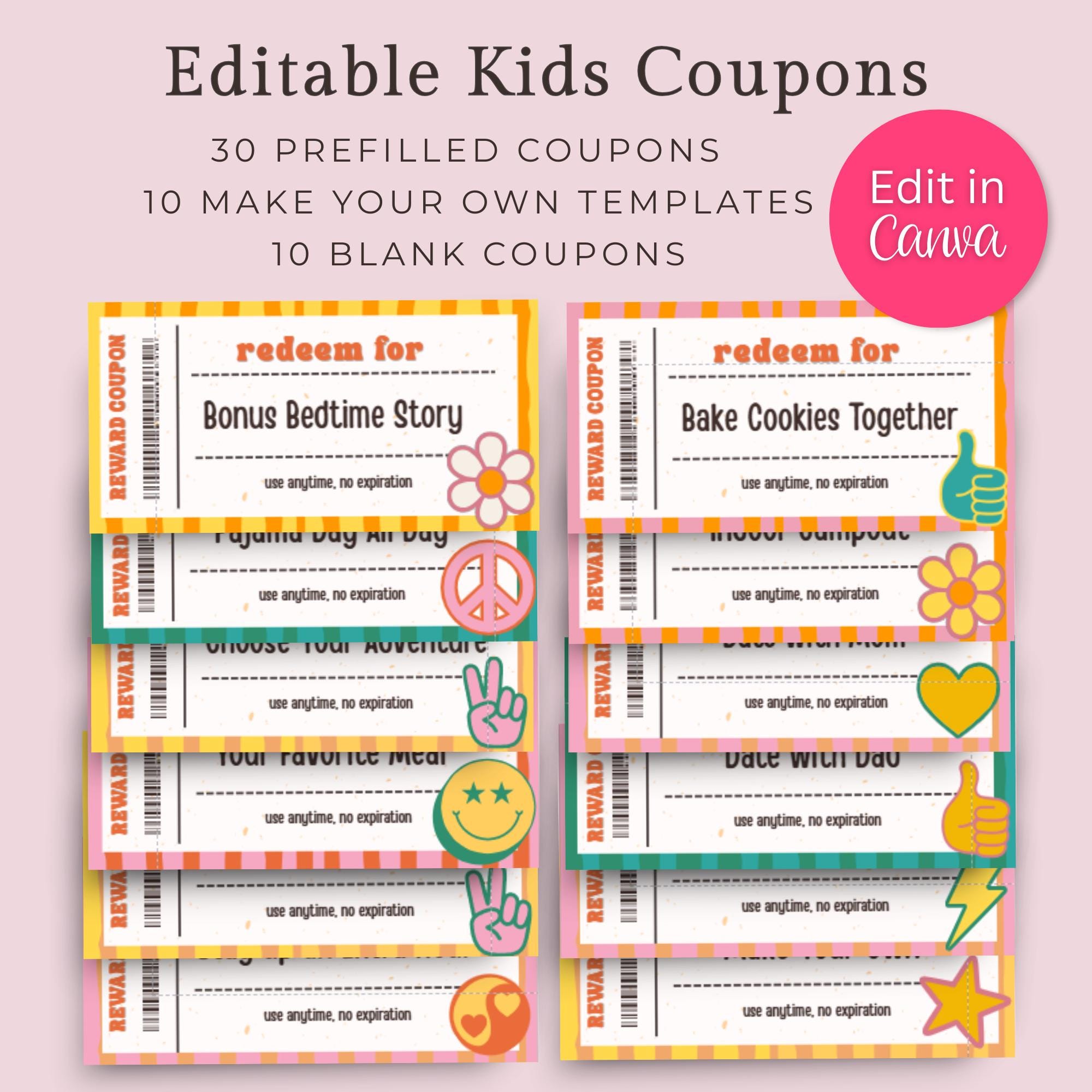 Reward Coupons for Kids Reward Chart Printable Ticket Surprise Gift ...