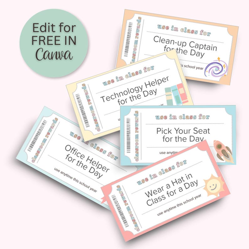 Teacher Reward Coupons: Editable Classroom Incentives (printable Canva ...