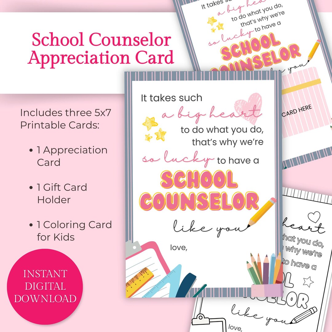 School Counselor Appreciation- Standard Card and Gift Card Holder ...